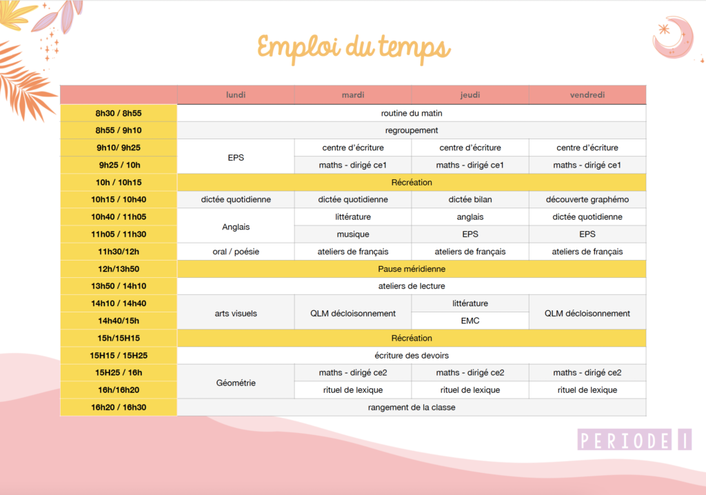 emploi du temps ce1/ce2 – 2024/2025