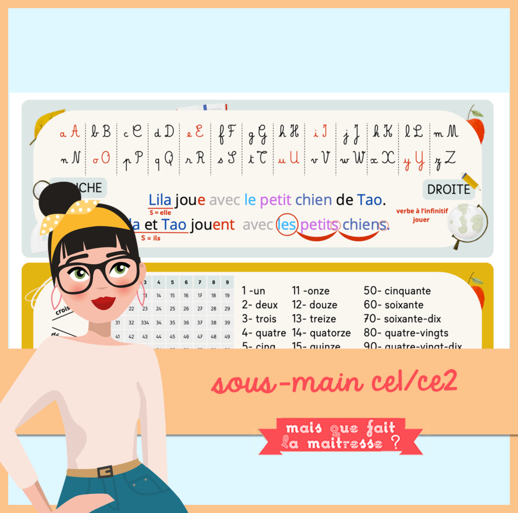 Un sous-main CE1 à imprimer pour la classe